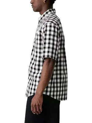 Fred Perry Gingham-check Short-sleeve Shirt - Black