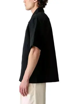 Fred Perry Embroidered-logo Camp-collar Shirt - Black
