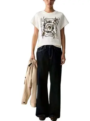 Farm Rio Graphic Print T-shirt - Neutrals
