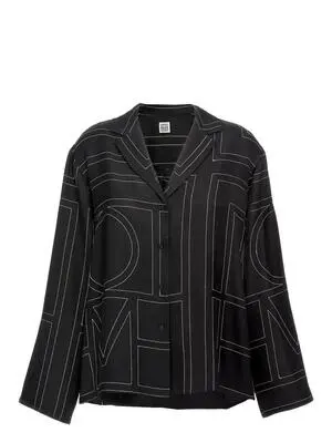 TOTEME Silk Shirt With Embroidered Detailing - Black