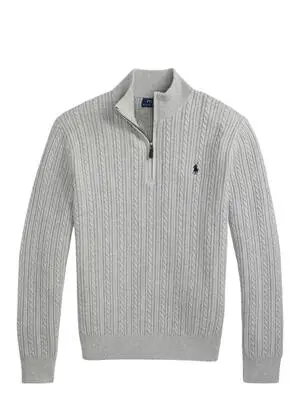 Polo Ralph Lauren Cotton Cable Knit Quarter-zip Sweater - Grey