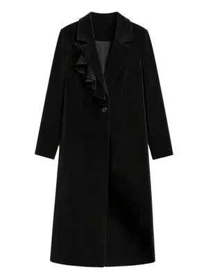 Alice + Olivia Ruffle-trimmed Velvet Coat - Black
