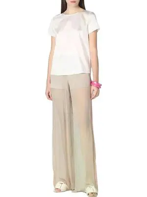Giorgio Armani Off-white Satin Short-sleeve Blouse - Neutrals