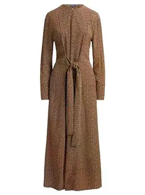 Polo Ralph Lauren Floral-print Tie-waist Midi Dress - Brown