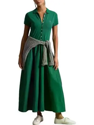 Polo Ralph Lauren Button Midi Dress - Green