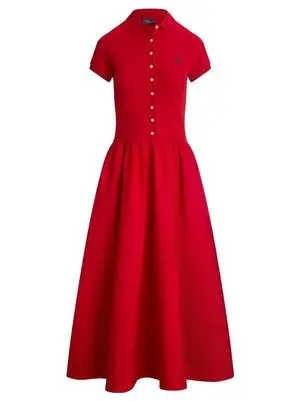 Polo Ralph Lauren Cotton Button-detail Midi Dress - Red