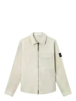 Stone Island Logo-patch Zip-up Shirt - Grey