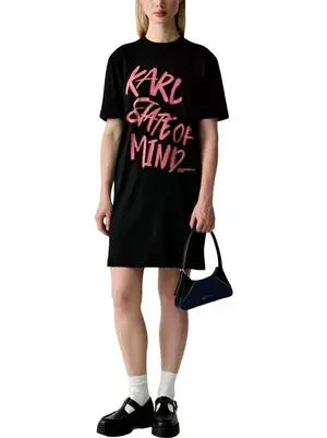 Karl Lagerfeld Slogan Print T-shirt Mini Dress - Black