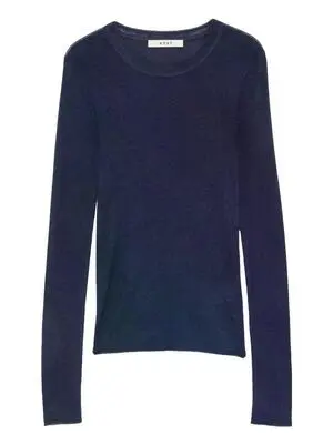 6397 Ribbed Knit Long Sleeve Top - Blue