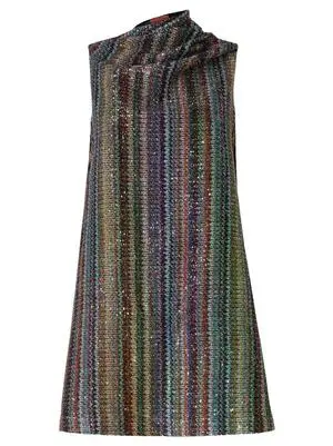Missoni Missoni Sequin-Embellished Zigzag Pattern High Neck Dress Blue