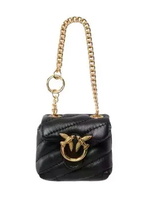 Pinko Love Birds Chevron-quilted Bag Charm - Black