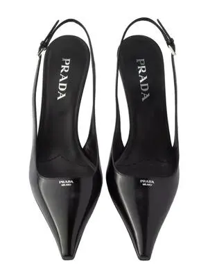 PRADA Prada Brushed Leather Slingback Pumps