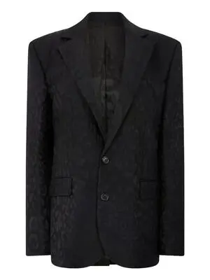 Roberto Cavalli Leopard-jacquard Notched-lapel Jacket - Black