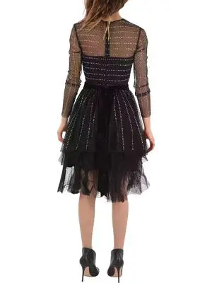 Philipp Plein Rhinestone Embellished Tulle Dress - Black