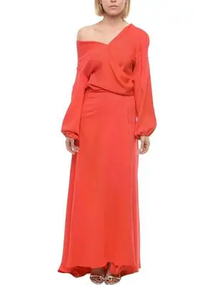 SUPER BLOND Belted Wrap Maxi Dress - Red