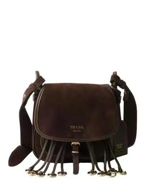 Prada Corsaire Suede Mini Shoulder Bag - Brown
