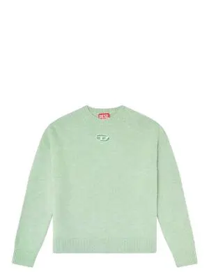 DIESEL® Wool And Alpaca Blend Jumper With Cut-out Oval D Logo - Green