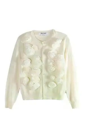 Comme Des Garçons Rose Detail Cardigan - Neutrals