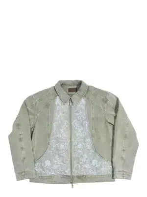 BIRTH OF ROYAL CHILD Beaded Embroidery Zip-up Jacket - Green