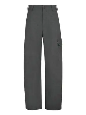 Brunello Cucinelli Virgin Wool Twill Cargo Barrel Trousers With Monili Embellishment - Grey