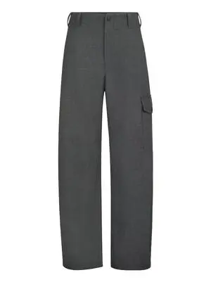Brunello Cucinelli Virgin Wool Twill Cargo Barrel Trousers With Monili Embellishment - Grey