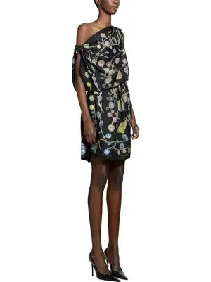 Versace One-shoulder Jewellery Print Mini Dress - Black