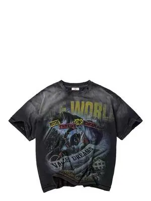 VALE FOREVER Graphic-print Distressed T-shirt - Black