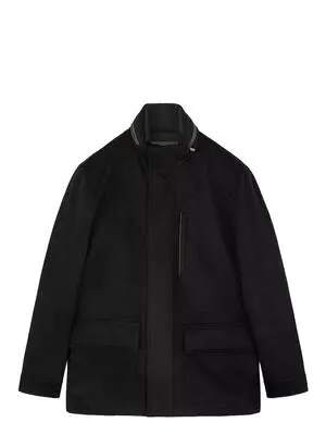 Paul & Shark Wool High-neck Single-breasted Coat - Black