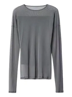 LEMAIRE LEMAIRE Long-Sleeve Mesh Jersey Ballerina Top Grey