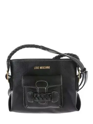 Moschino Braided Detail Contrasting Stitch Tote Bag - Black