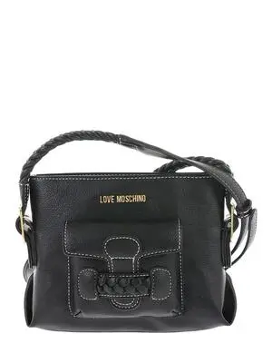 Moschino Braided Detail Contrasting Stitch Tote Bag - Black