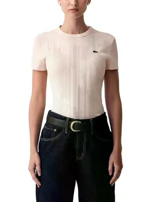 Lacoste Ribbed Logo Patch T-shirt - Pink