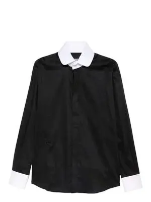 Karl Lagerfeld Contrast-collar Concealed-fastening Shirt - Black