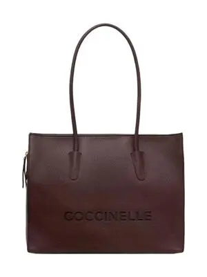 COCCINELLE Myrtha Logo-embossed Leather Tote Bag - Brown