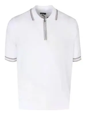 Peserico Zip-fastening Striped-trim Polo Shirt - White