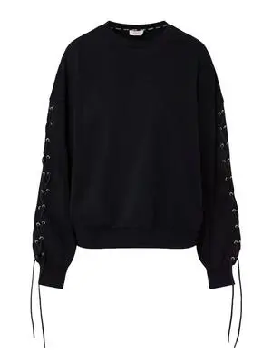 Liu Jo Sweatshirt With Braided Sleeves - Black