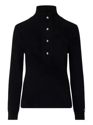 LIU JO LIU JO Seed Stitch High Neck Sweater With Golden Buttons