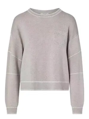 Liu Jo Sweater With Contrast Stitching And Jewel Embellishments - Neutrals