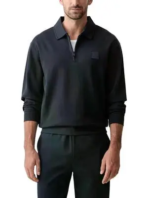 JOOP! Logo Patch Quarter-zip Polo Sweater - Blue