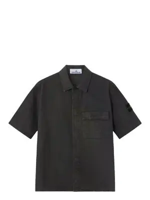 Stone Island 1200031 Brushed Organic Cotton Canvas Old-effect Shirt - Grey