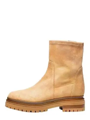 POCHE PARIS Suede Chunky Ankle Boots - Neutrals