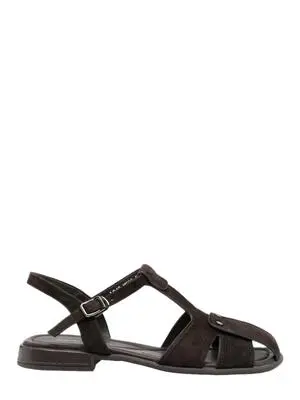 SERGIO MORETTI FIRENZE Suede Buckled Sandals - Brown