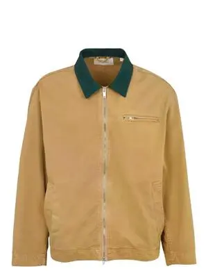 LES DEUX Contrast Collar Zip-up Jacket - Neutrals