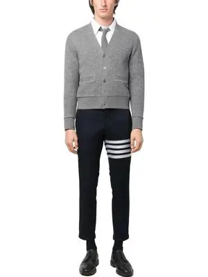 Thom Browne Cashmere Waffle Knit V-neck Cardigan - Grey
