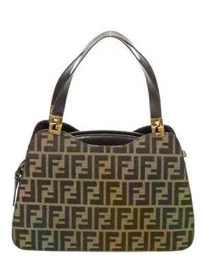 Fendi Ff Logo Plaque Zucca Pattern Tote Bag - Brown