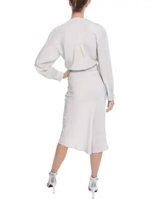SUPER BLOND SUPER BLOND Grey V-Neck Long Sleeve Midi Dress With Cut-Out Detail Grey