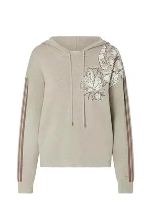 Liu Jo Jacquard Hoodie With Floral Detail - Neutrals