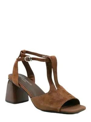 SERGIO MORETTI FIRENZE Suede T-bar Sandals - Brown