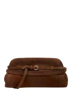 Moschino Belted Suede Clutch Bag - Brown