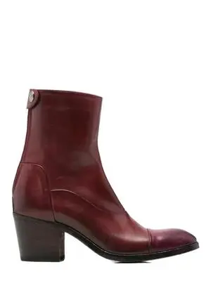 ALBERTO FASCIANI Alberto Fasciani Red Leather Cap Toe Rear Zip Ankle Boots